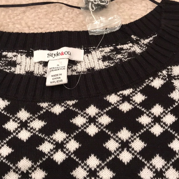 Style & Co. | Dresses | Nwt Style Co Blackwhite Diamond Pattern Dress ...